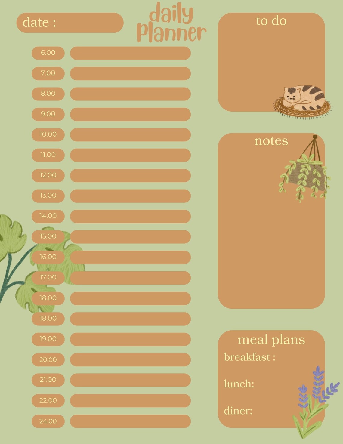 Plant Themed Daily Planner PDF Download - Etsy