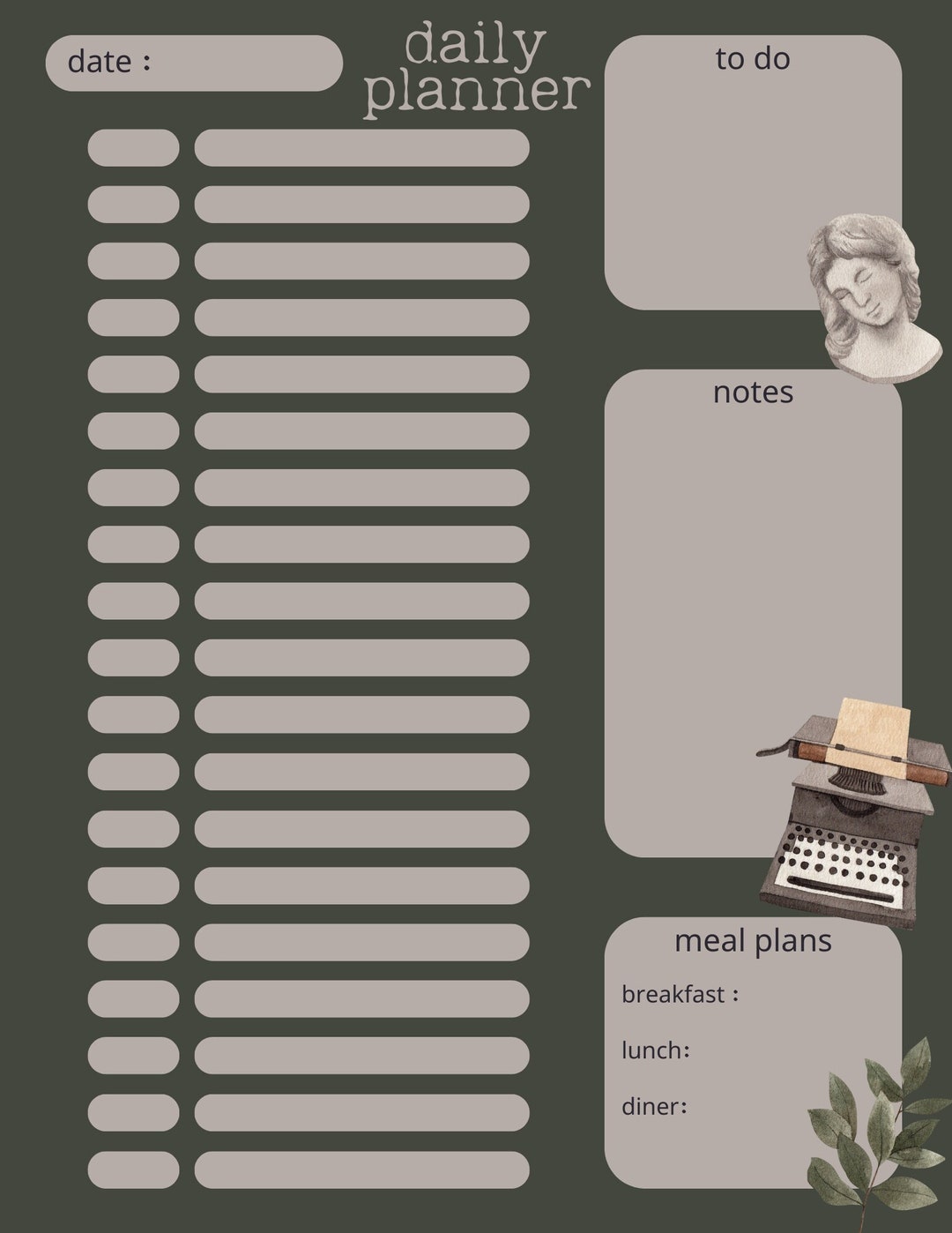 Dark Academia Themed Daily Planner PDF - Etsy