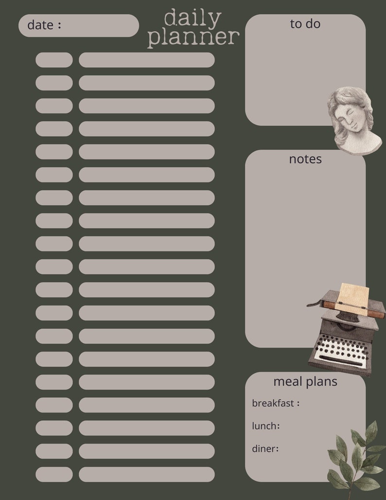 Dark Academia Themed Daily Planner PDF - Etsy