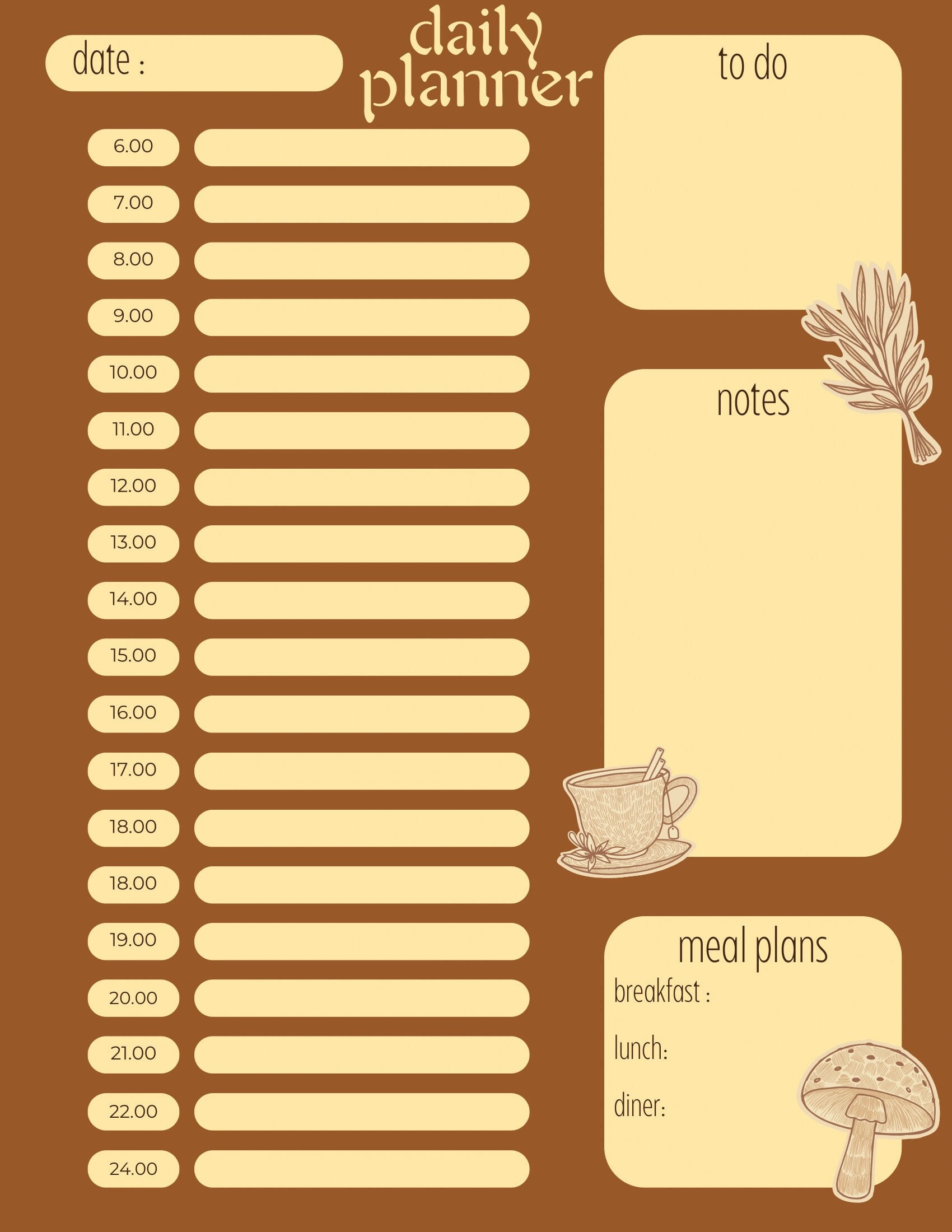 Cottagecore Daily Planner PDF Download - Etsy