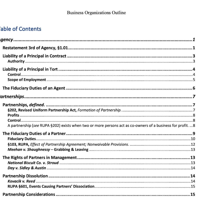 Law School Outline Template - Etsy