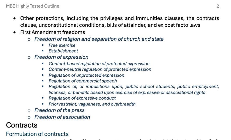 MBE Highly Tested Topics Fillable Outline - Uniform Bar Exam (updated ...