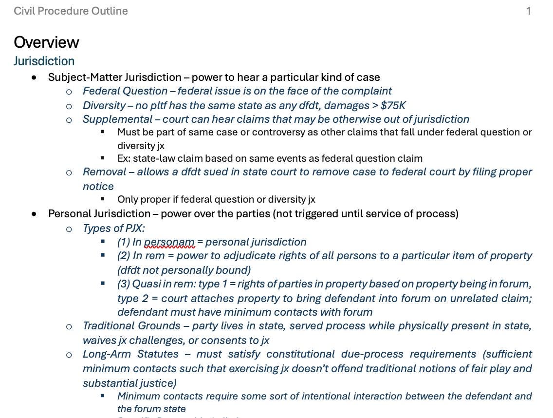 Civil Procedure - Uniform Bar Exam Outline (19 Pages) - Etsy