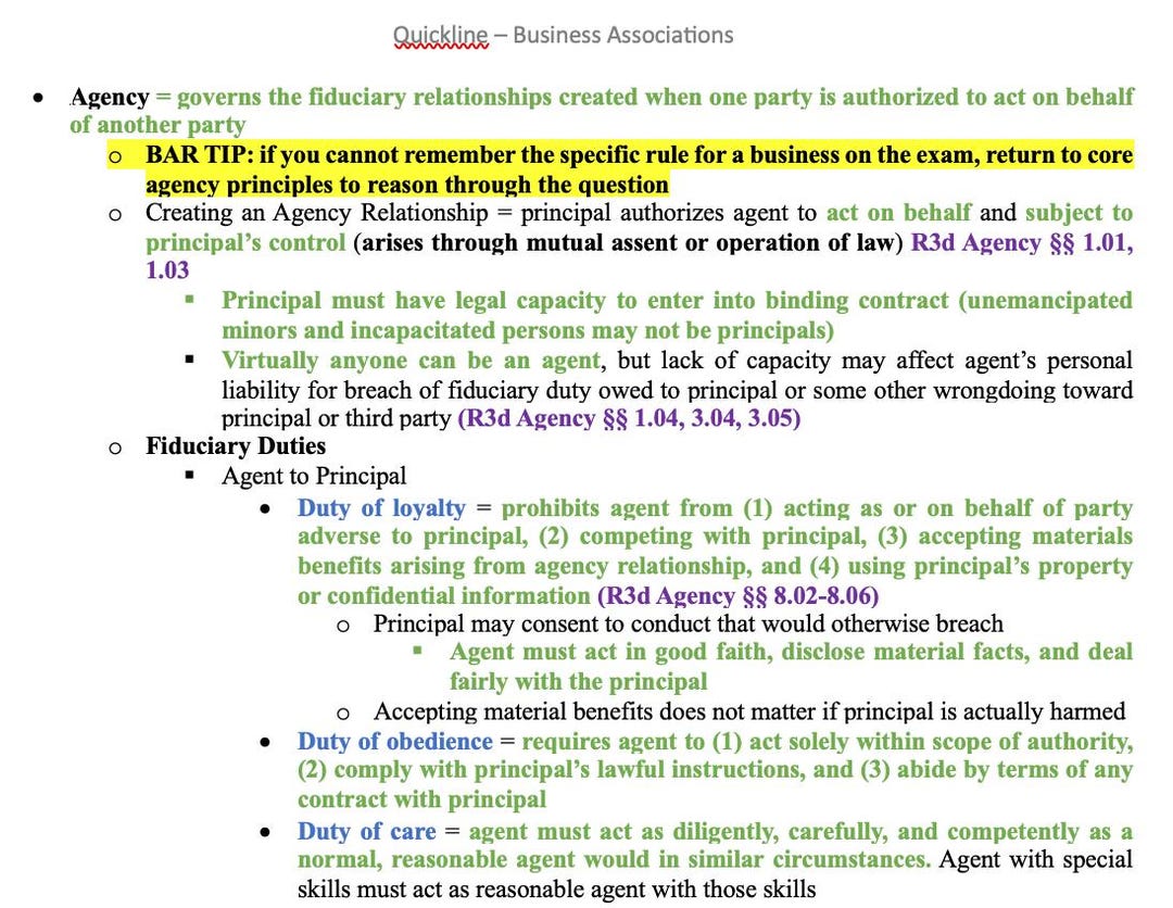 Business Associations - MEE Outline (10-pages, Color Coded) - Etsy