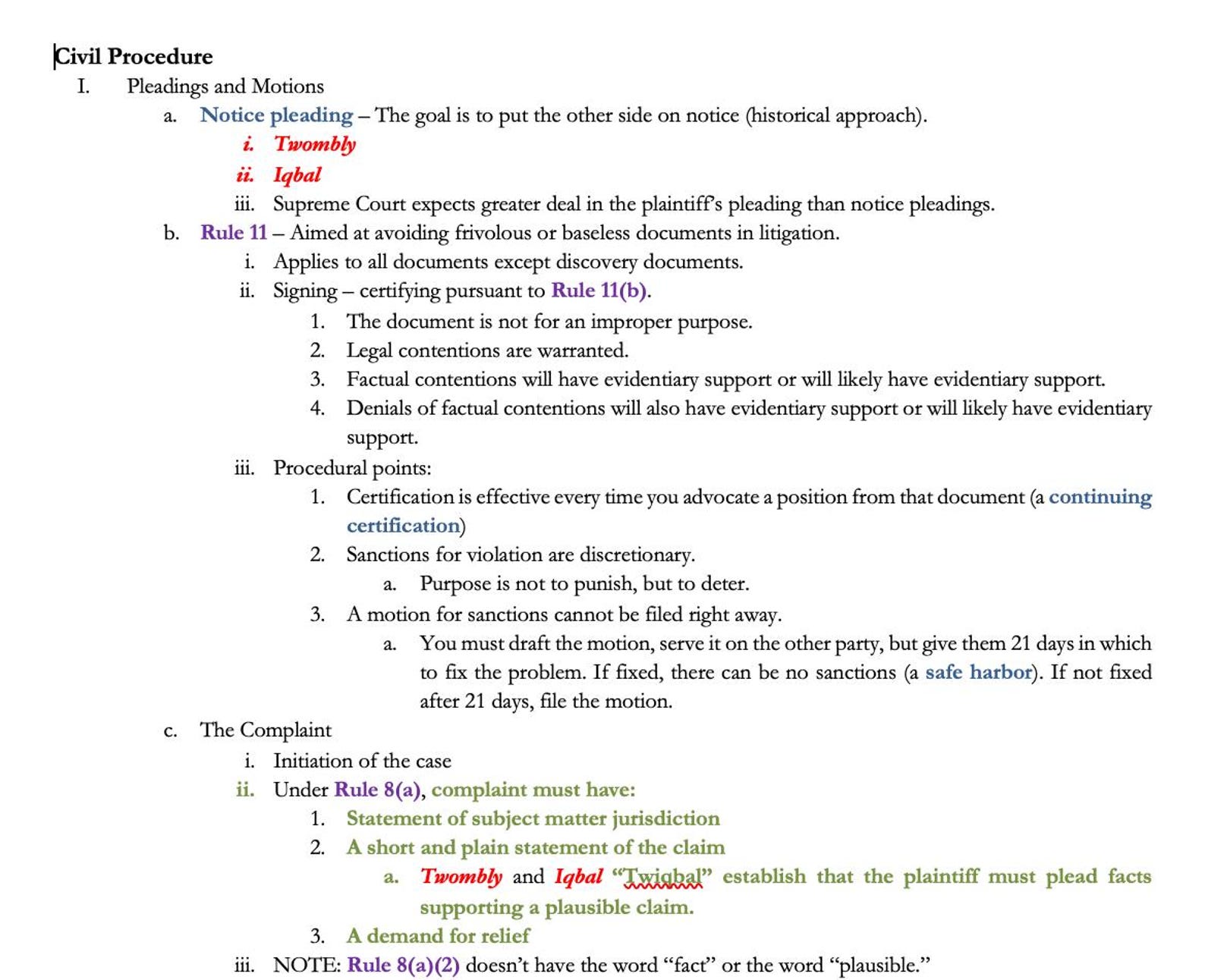 Civil Procedure - Law School Exam Outline - Etsy