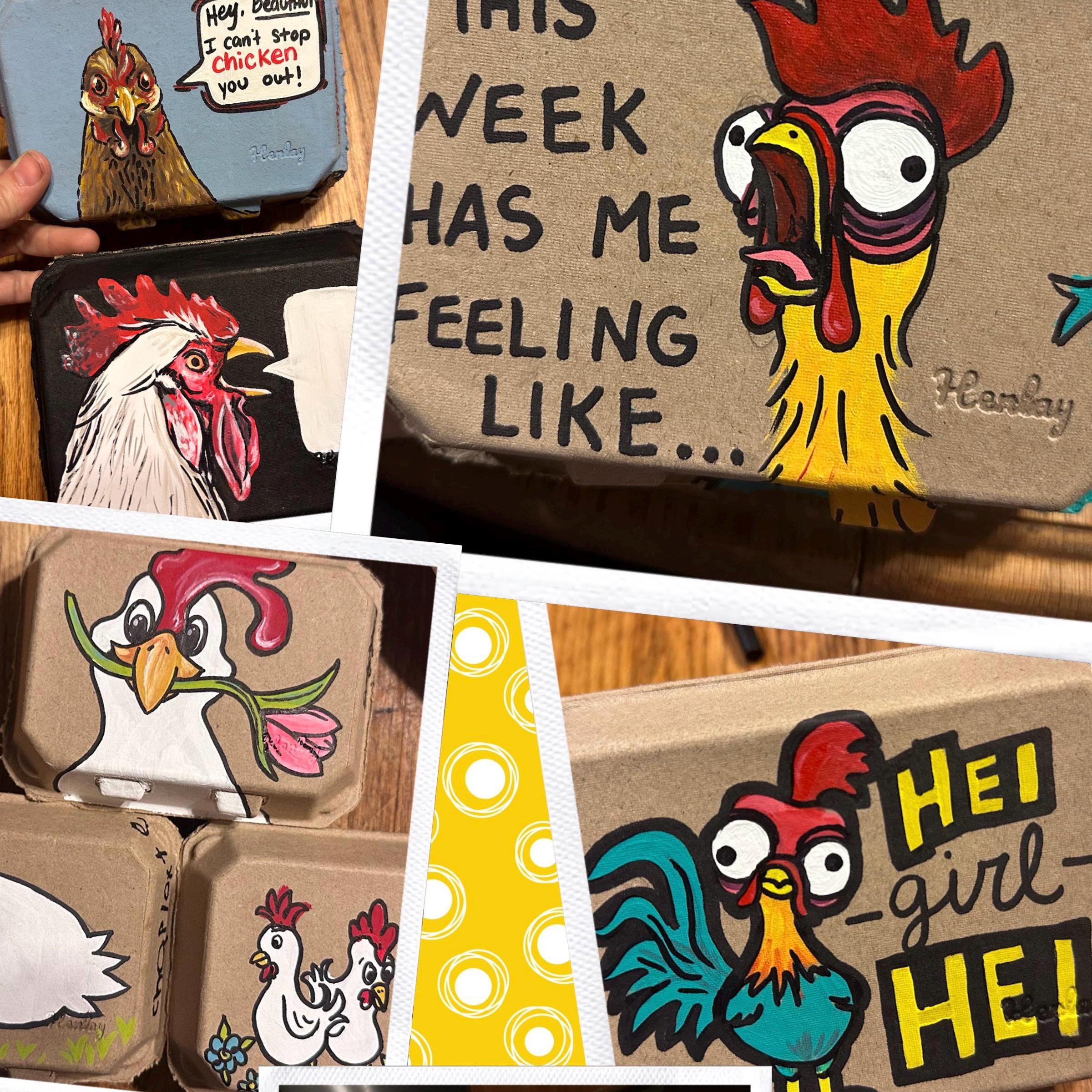 Hand-painted Set of 6 Egg Cartons (cartons Store Half Dozen Eggs) - Etsy