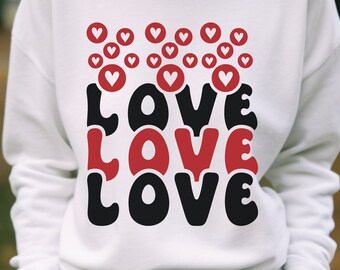 Cute Valentine Day Hearts Sweatshirt, Cute Hearts Valentine Sweater, Valentines Day Hearts ...