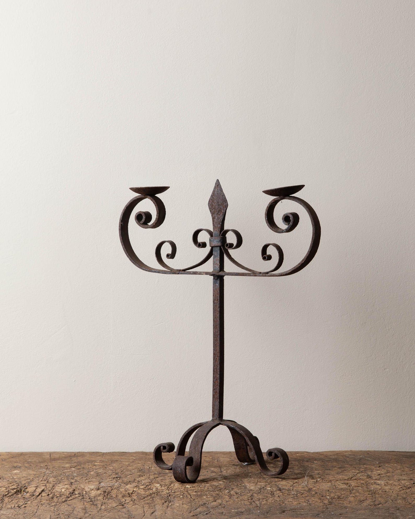 Vintage French Rusted Wrought Iron Candelabra - Etsy