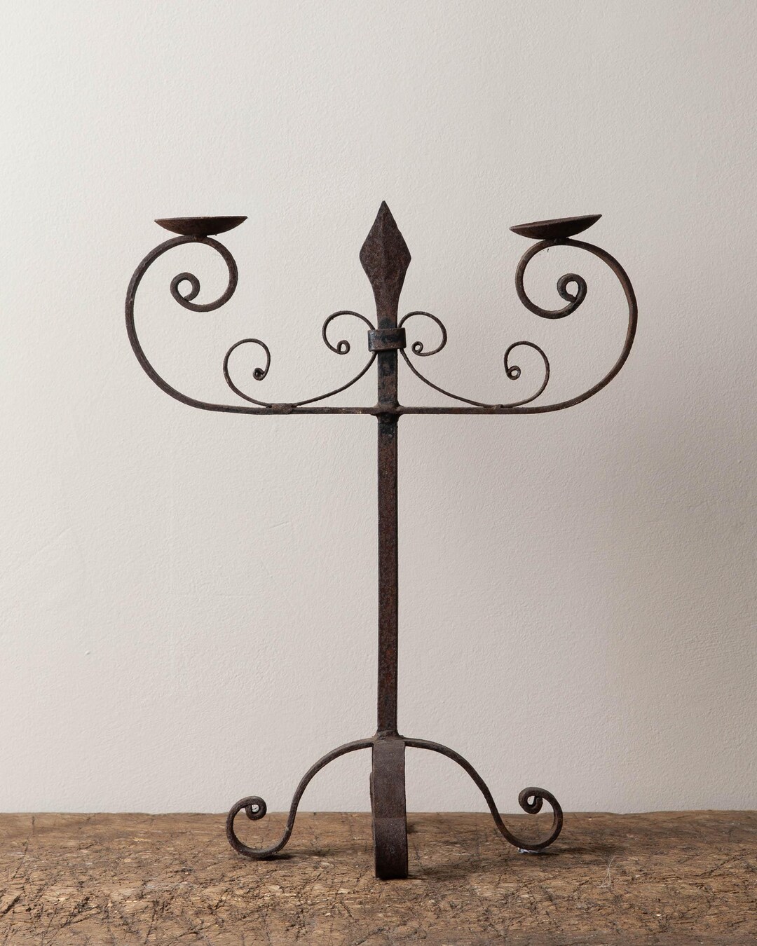 Vintage French Rusted Wrought Iron Candelabra - Etsy