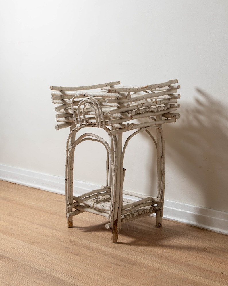 Antique White Adirondack Twig Plant Stand - Etsy