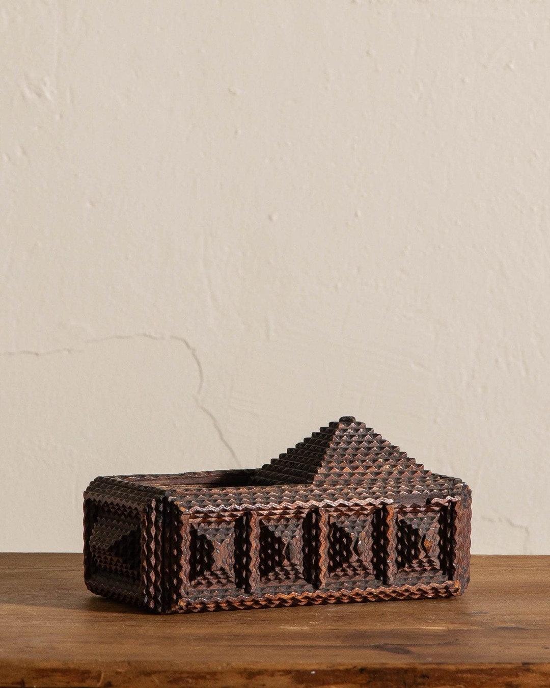 Vintage Tramp Art Box With Sliding Pyramid Lid - Etsy