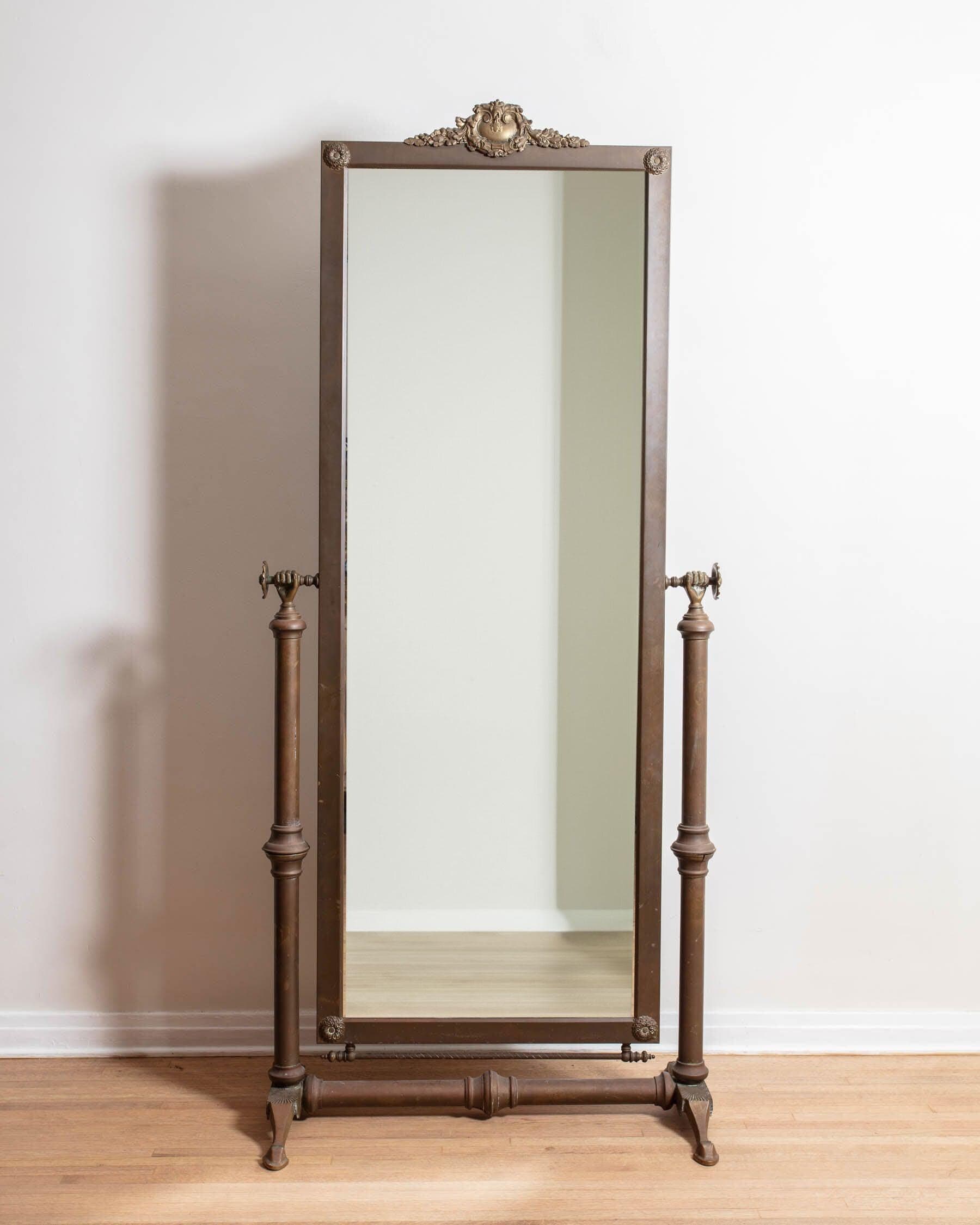 Antique Bronze Standing Cheval Mirror W/ Hand Details - Etsy
