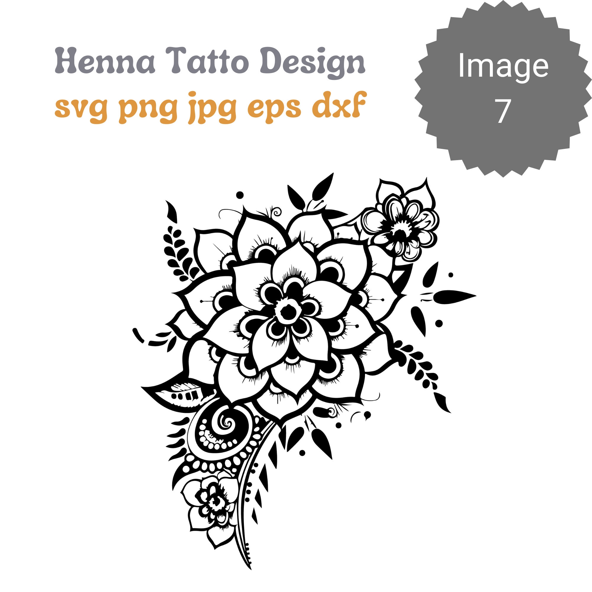 Henna Tattoo Designs, Mehndi Design in Black Svg Png, Mehndi Svg File ...
