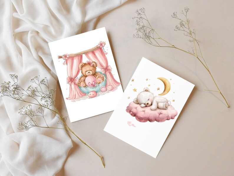 Sleepy Bear Clipart, Cute Teddy Bear Moon, Baby Bear Clipart, Teddy ...