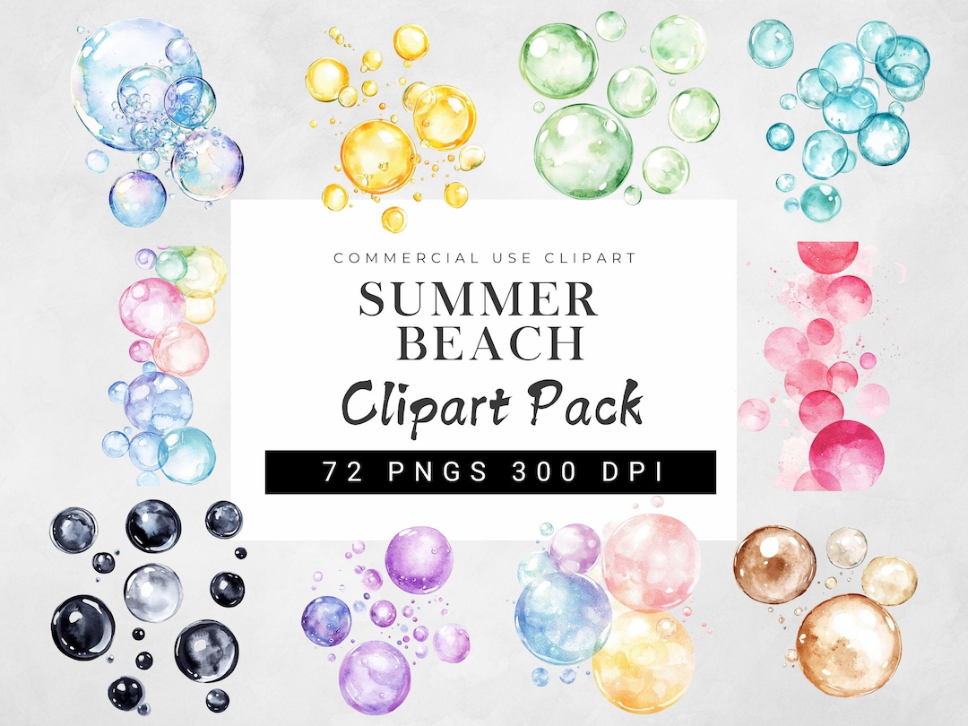 Watercolor Bubble Clipart Bundle, Pastel Bubble & Foam Clipart, Soapy ...