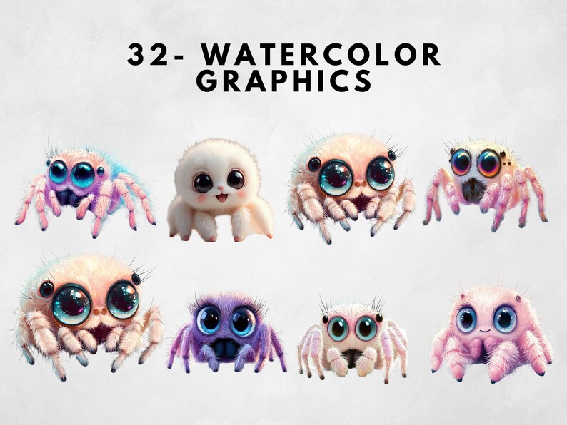 Spider Clipart Bundle, Cute Cartoon Spider Illustrations, Fun Insect ...