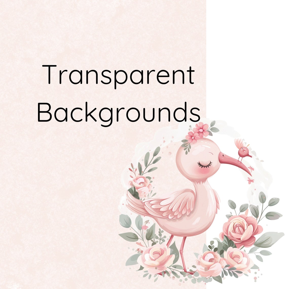 Pastel Pink Stork Clipart Bundle, 20 Transparent PNG Images, Adorable ...