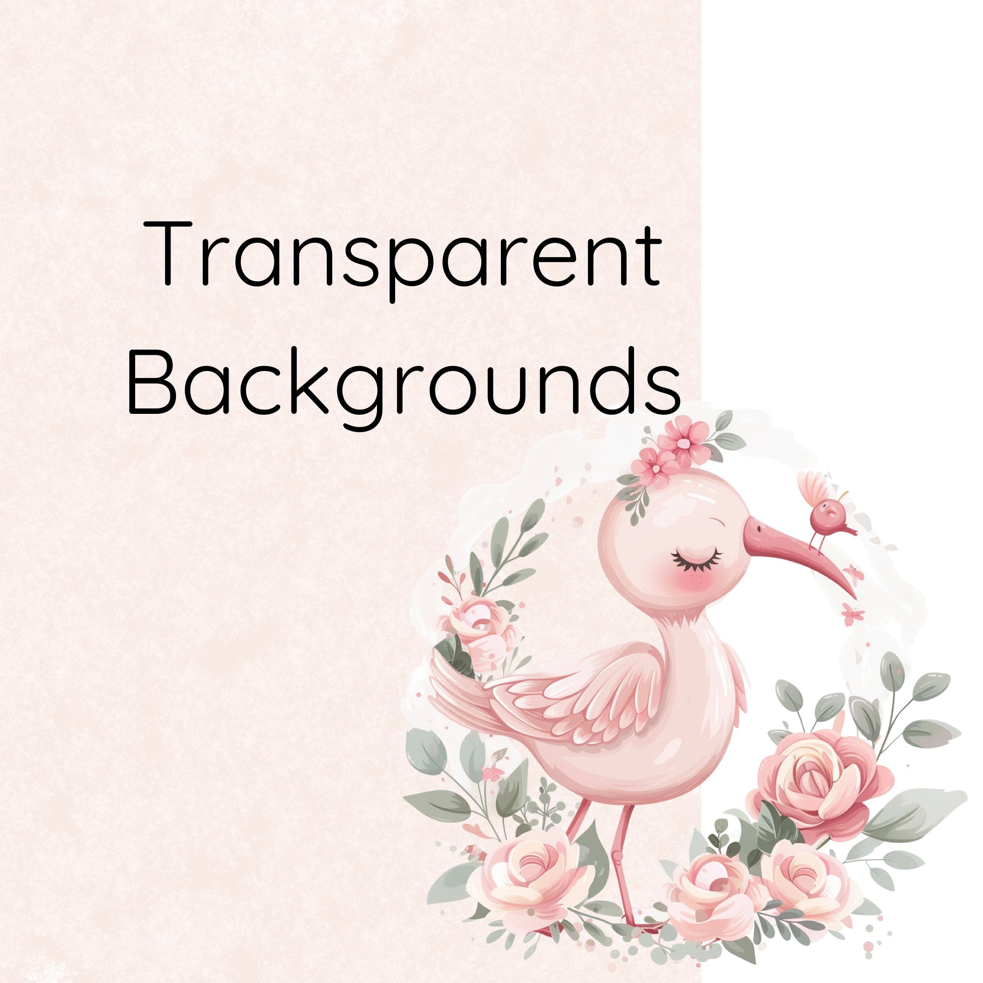Pastel Pink Stork Clipart Bundle, 20 Transparent PNG Images, Adorable ...