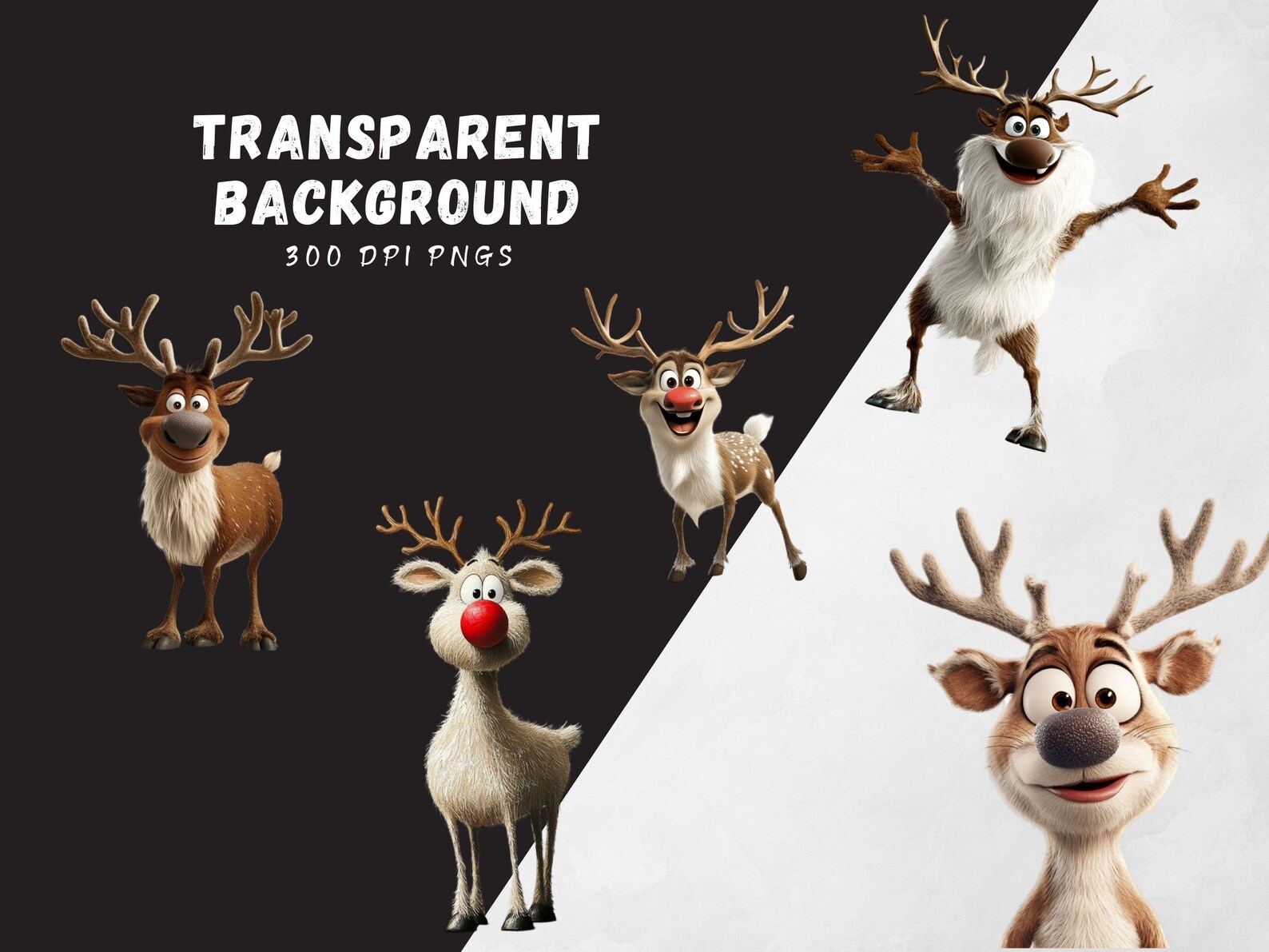 Reindeer Png Clipart, Quirky Clipart, Christmas Deer Png, Funny ...