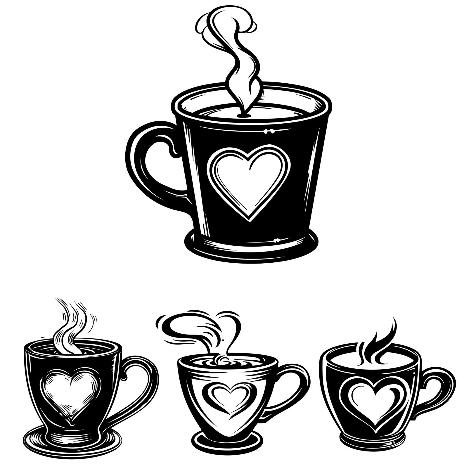 Coffee Cup SVG Bundle, Coffee & Tea Mug SVG, Coffee With Steam, Coffee ...