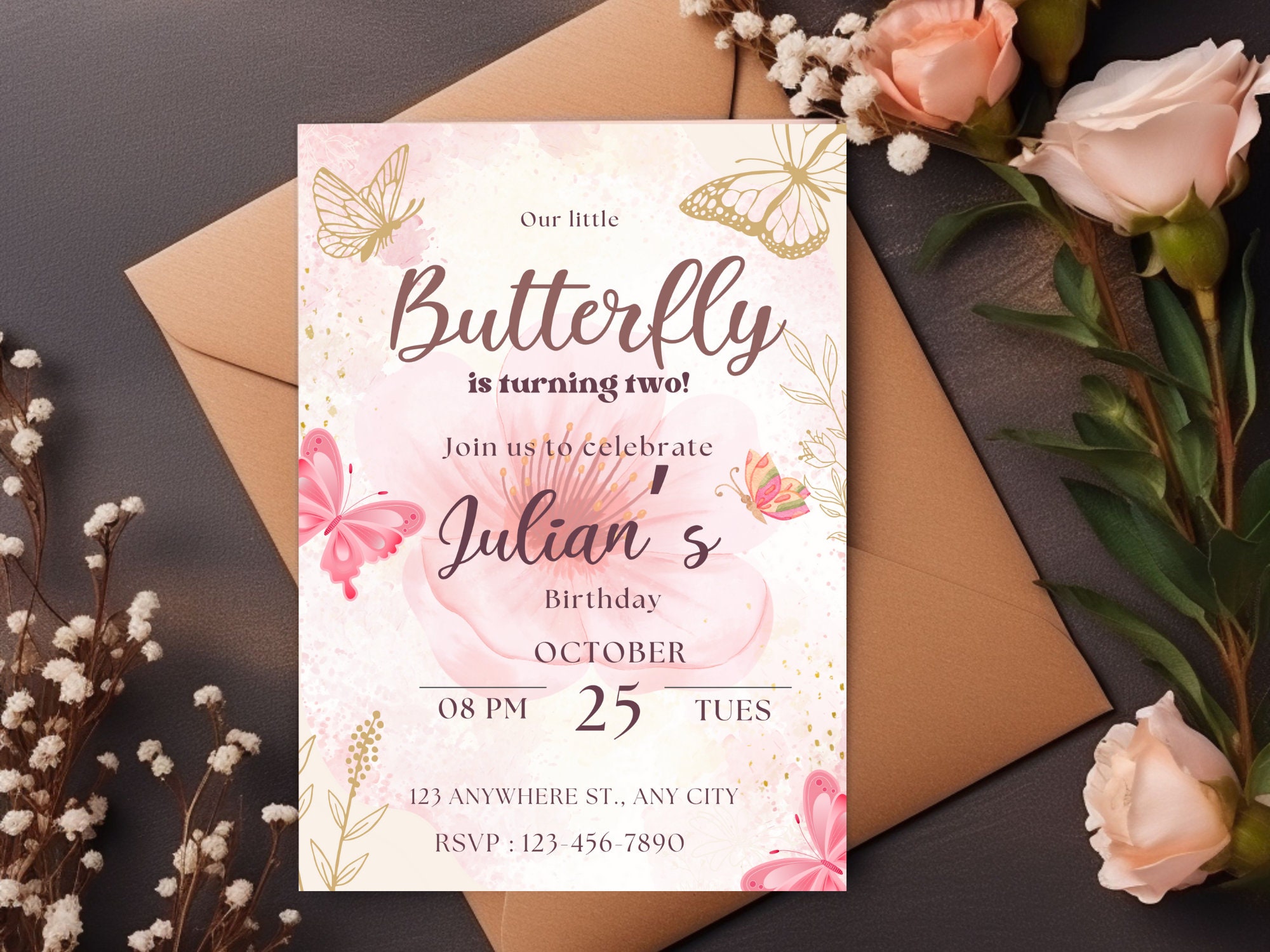 Editable Butterfly Birthday Invitation Butterfly Invitation, Garden ...