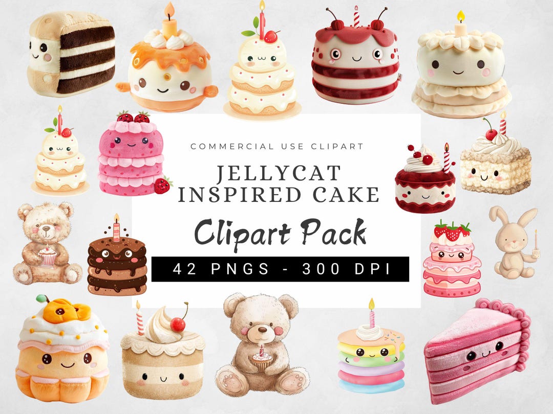 Cute Cake Clipart Set, Watercolor Birthday Cake PNG, Transparent ...