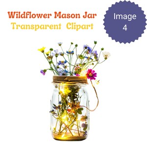 Mason Jar Clipart, Mason Jar Floral Clipart, Wildflower Bouquets Summer ...