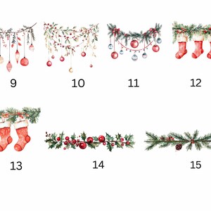 Red Christmas Garland Clipart Bundle, Traditional Christmas Decor ...