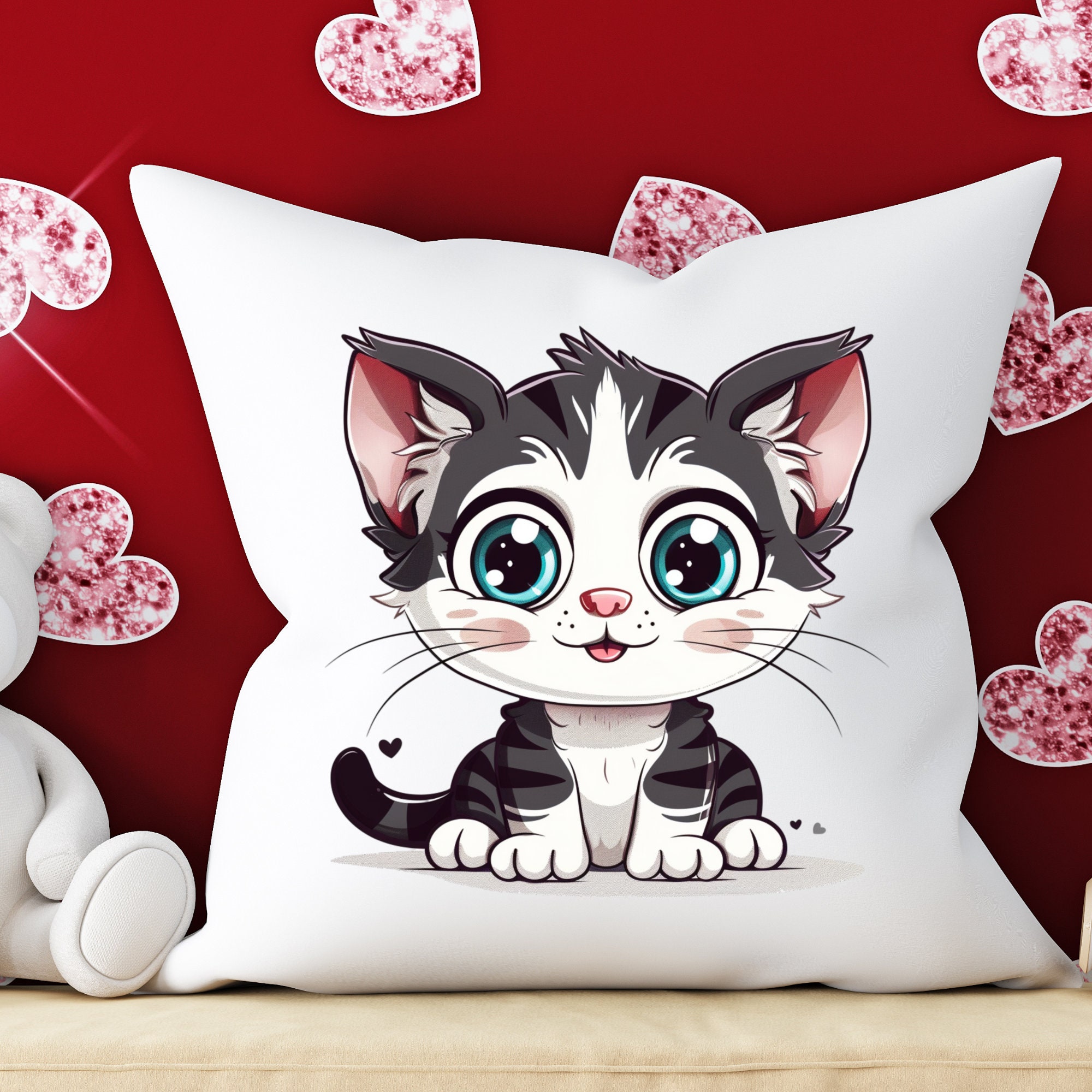 Cute Kitten Clipart, Kawaii Cat Clipart, Adorable Cat Illustrations in ...