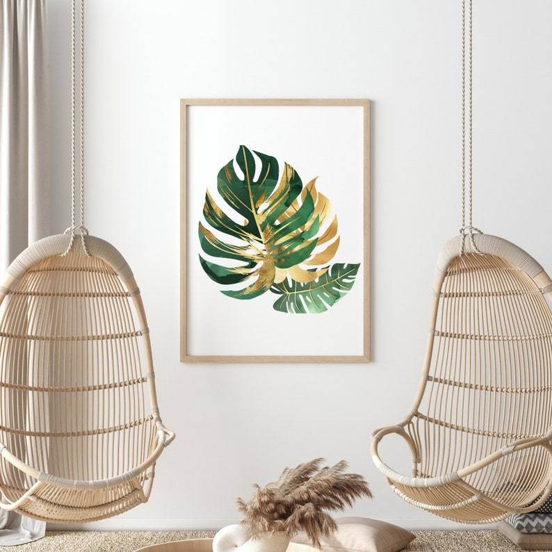 Green and Gold Tropical Leaves Clipart Bundle, Gold Foil Tropical Leaf ...