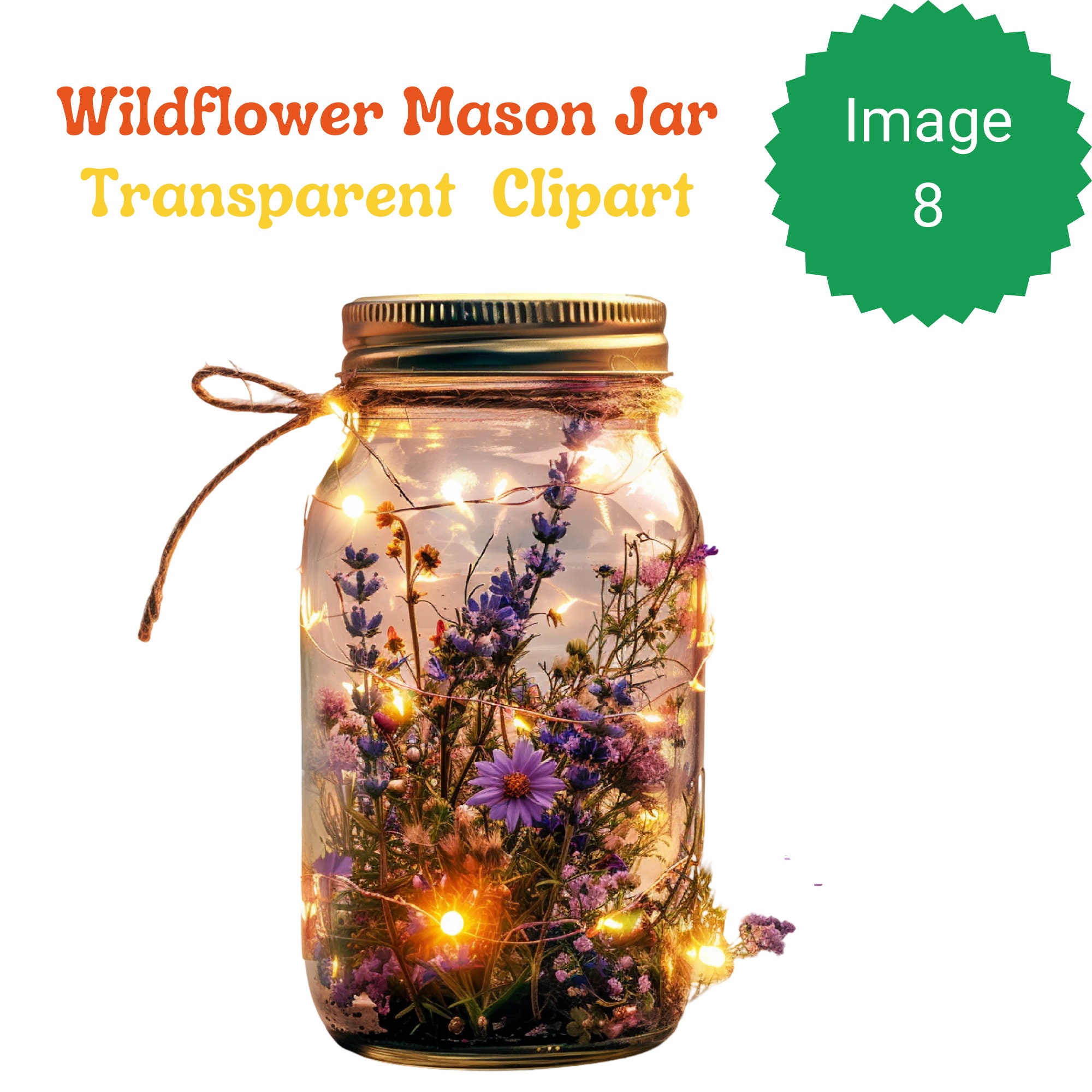 Mason Jar Clipart, Mason Jar Floral Clipart, Wildflower Bouquets Summer ...