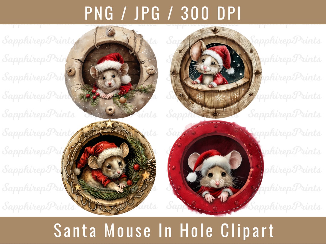 Santa Mouse in Hole Digital Download, Charming Mouse Hole Decal ...