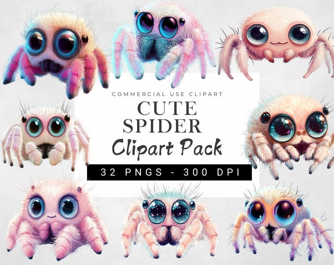 Cute Spider Clipart Kawaii Spider PNG Pastel Furry Spider PNG Graphic ...
