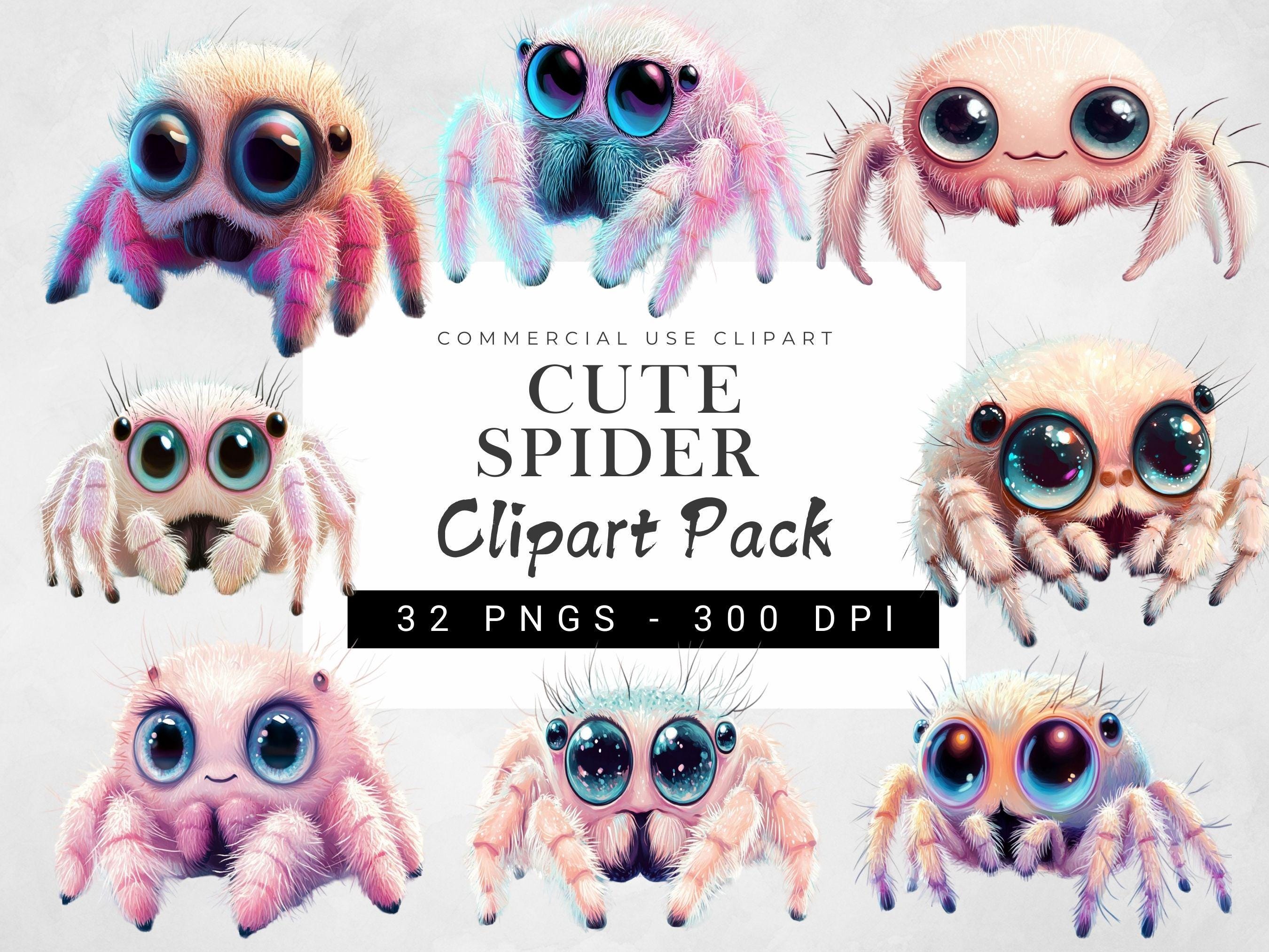 Spider Clipart Bundle, Cute Cartoon Spider Illustrations, Fun Insect ...