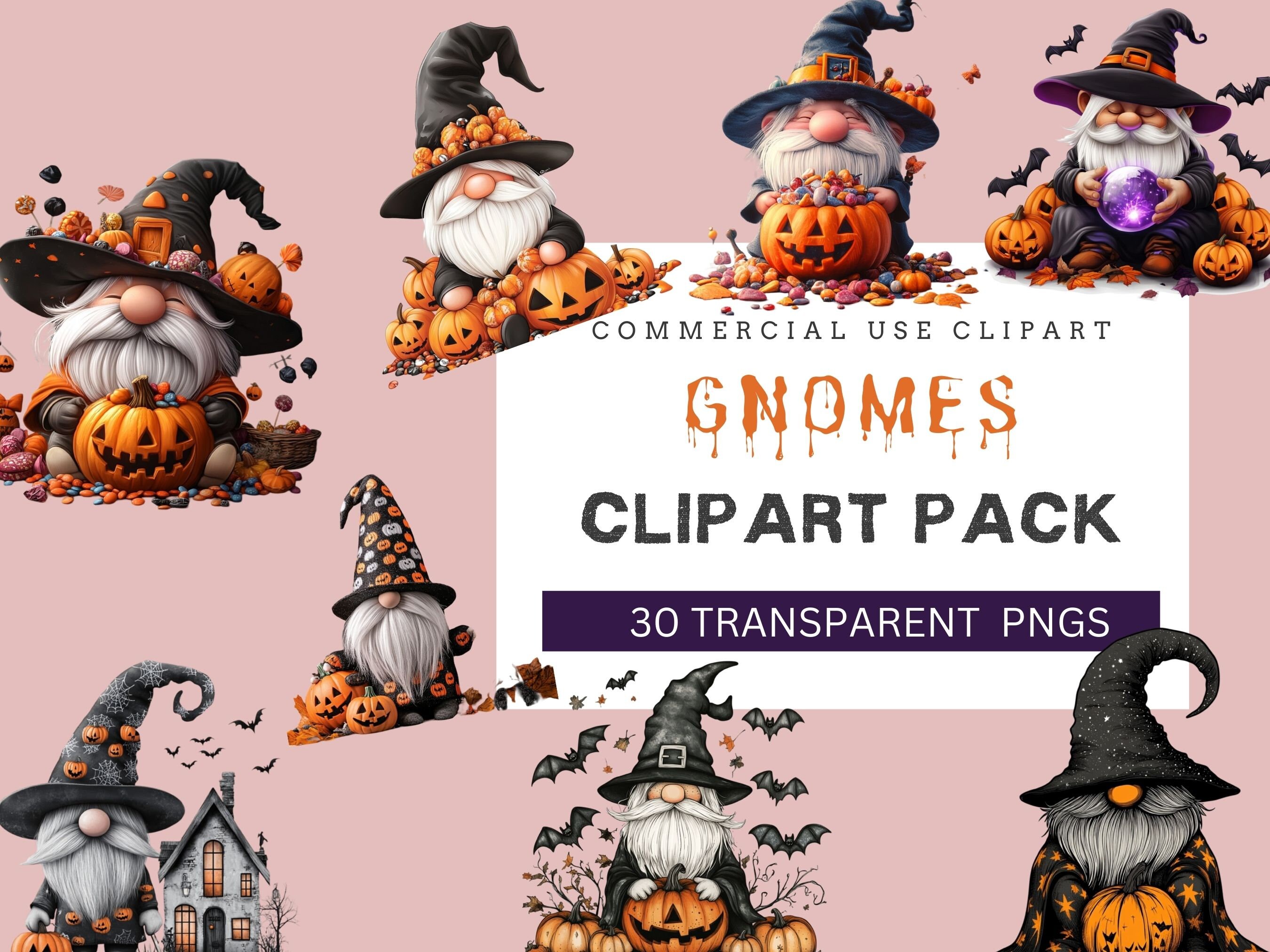 Watercolor Halloween Cute Gnomes PNG, Halloween Gnome Bundle, Gnomes ...