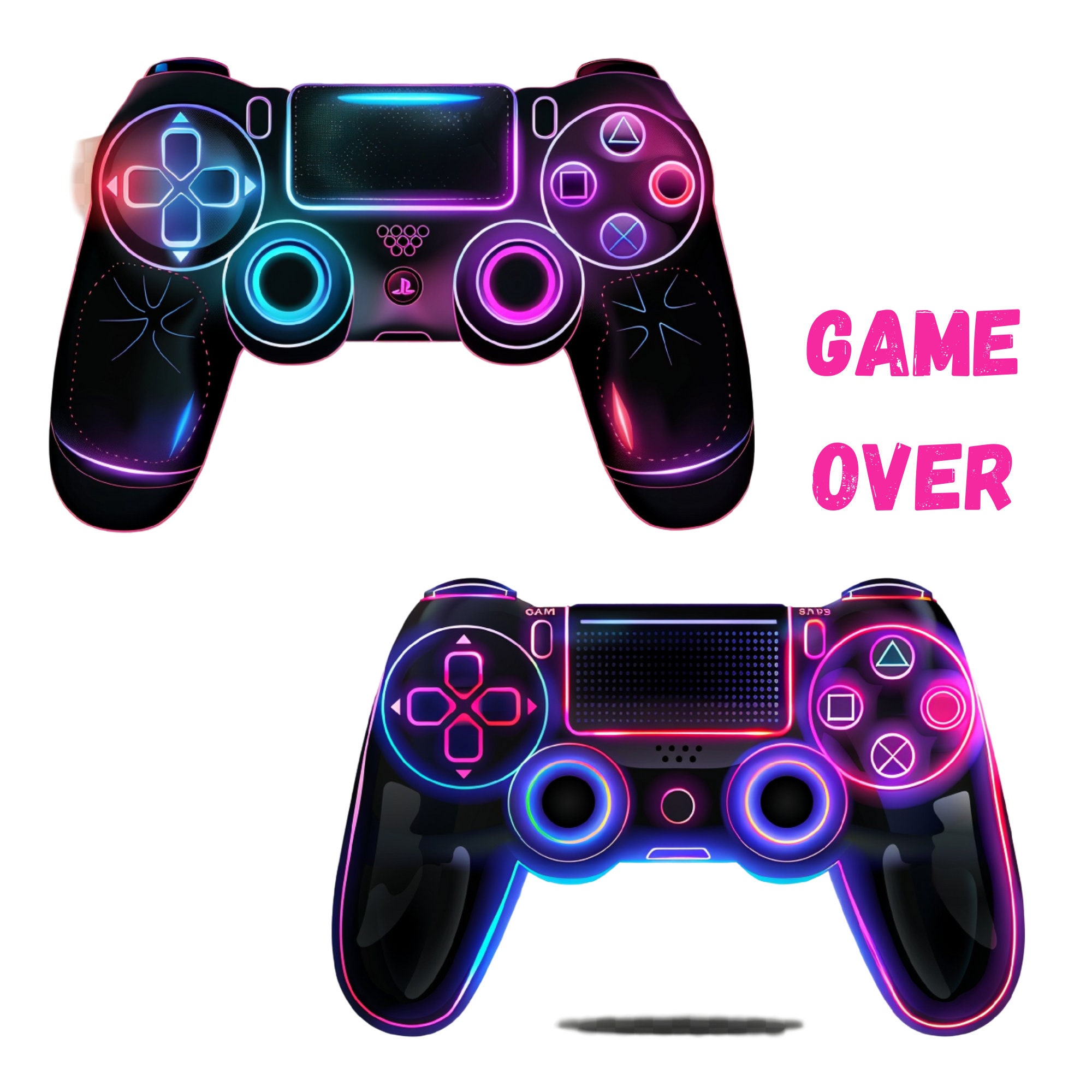 18 Game Controller Clipart, Neon Game Controller Png, Gamer Over Png ...