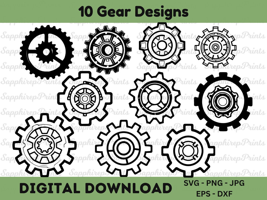 10 Gears SVG Bundle, Cogs and Gears Svg, Gears Png Gears Clipart, Gear ...