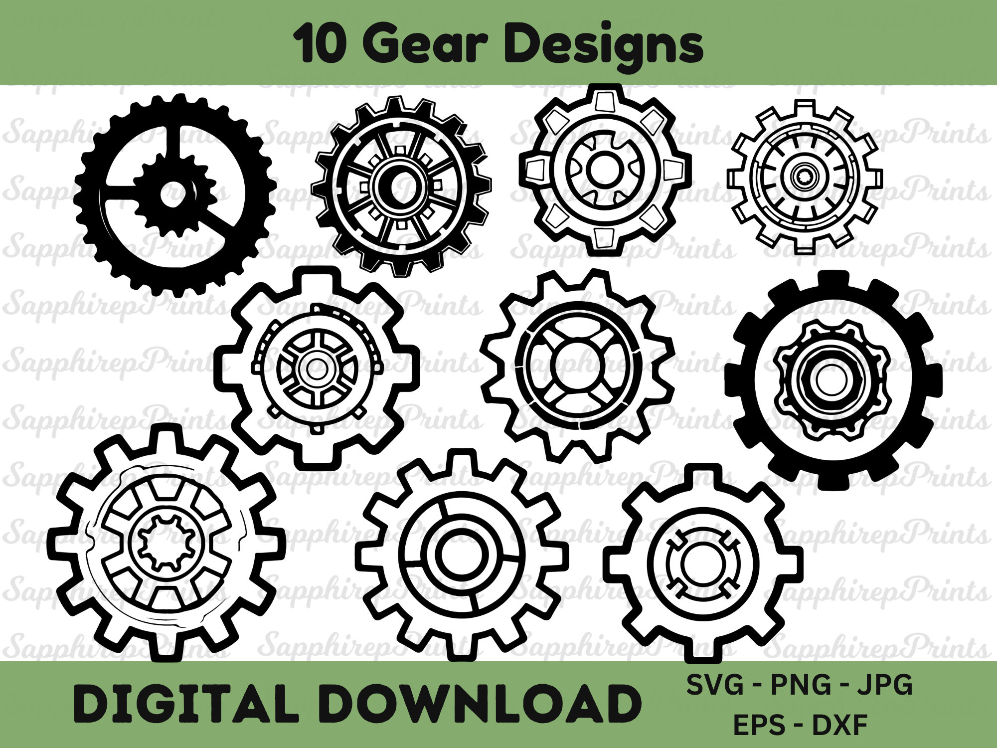 10 Gears SVG Bundle, Cogs and Gears Svg, Gears Png Gears Clipart, Gear ...