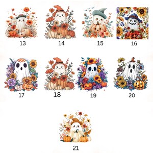 Watercolor Halloween Cute Ghost Clipart Bundle, Retro Halloween PNG ...