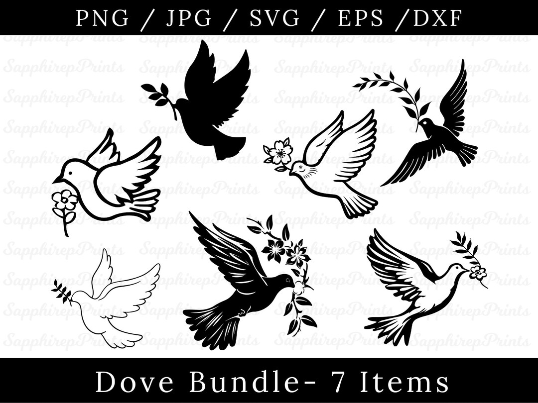 Taube Bundle SVG, Taube SVG, Taube Silhouette, Taube mit Olivenzweig ...