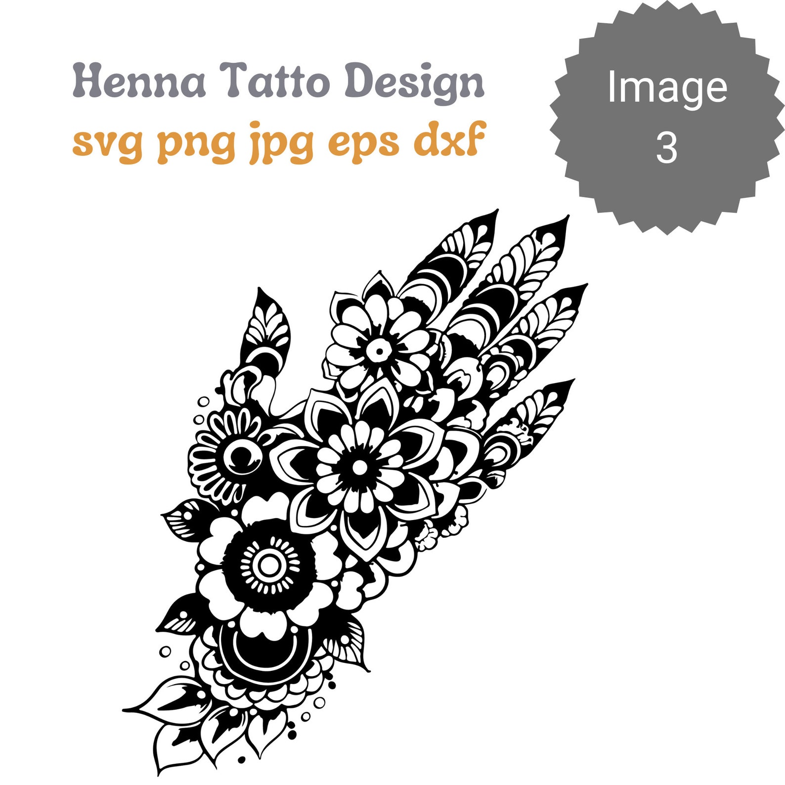 Henna Tattoo Designs, Mehndi Design in Black Svg Png, Mehndi Svg File ...