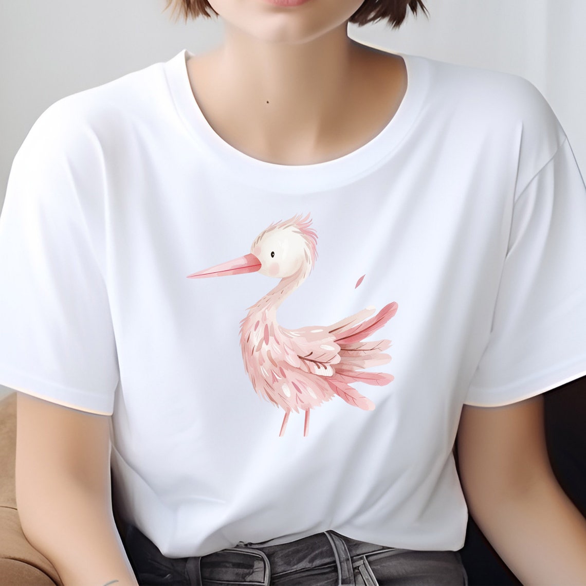 Pastel Pink Stork Clipart Bundle, 20 Transparent PNG Images, Adorable ...