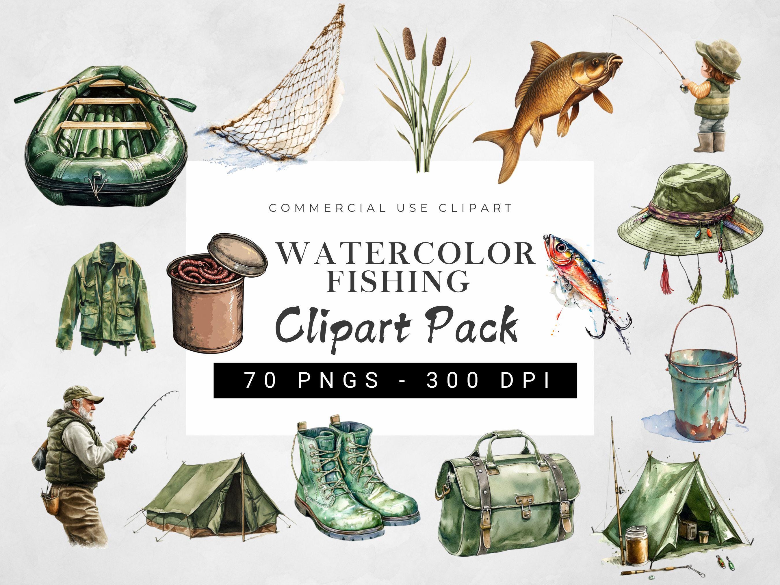 Fishing Clipart Bundle, Fishing PNG, Fisherman's Day Clipart, Fishing ...