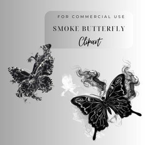 Smoke Butterfly Clipart Bundle | Vibrant Butterfly PNG Set | Black ...