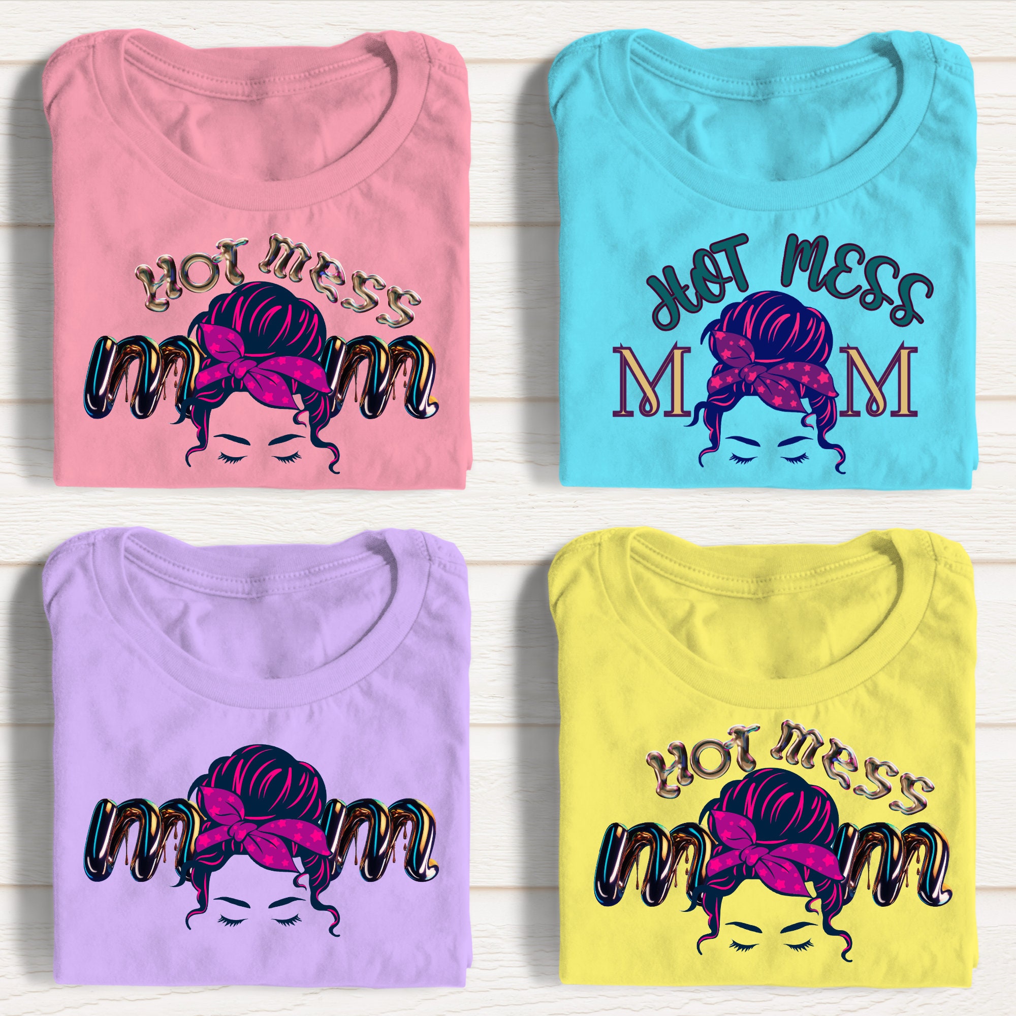 Hot Mess Mom Png Svg Bundle, Messy Bun Png Bundle, Mom Life Png Svg ...