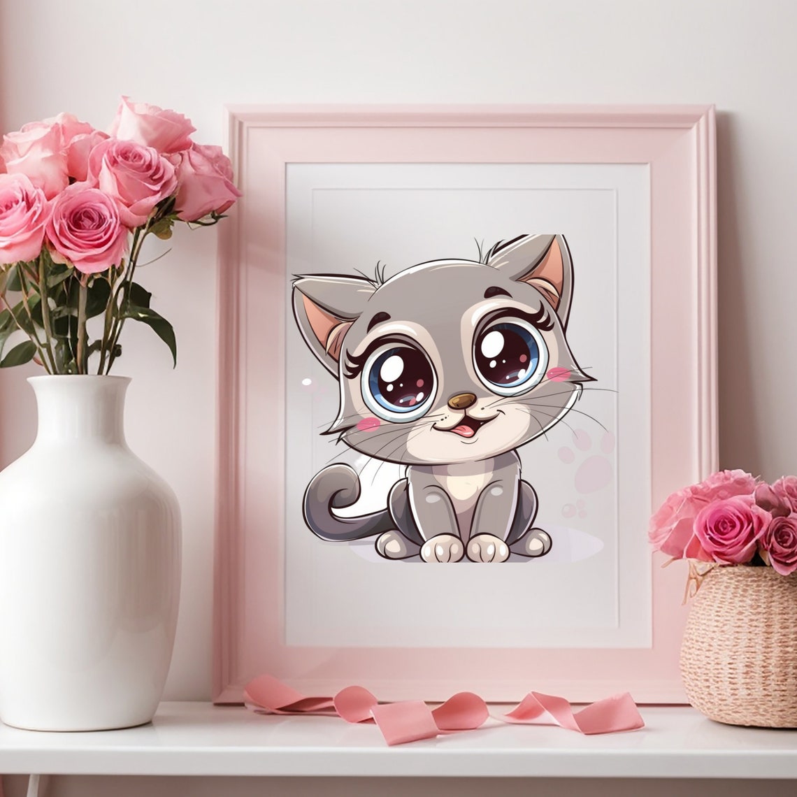 Cute Kitten Clipart, Kawaii Cat Clipart, Adorable Cat Illustrations in ...