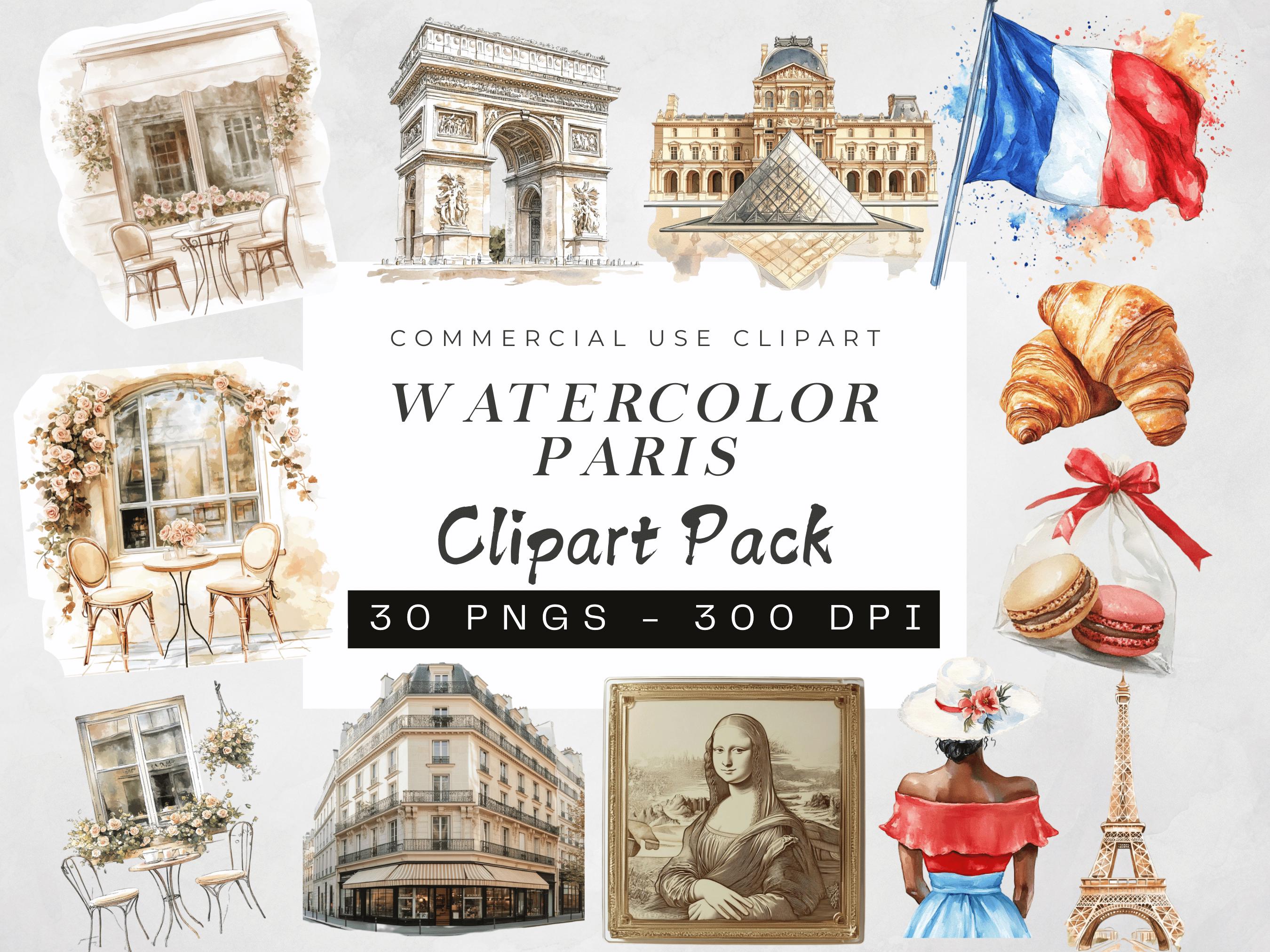 Watercolor Paris Clipart, French Girl Clipart, Eiffel Tower, Paris ...