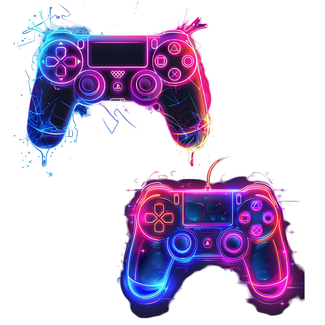 18 Game Controller Clipart, Neon Game Controller Png, Gamer Over Png ...