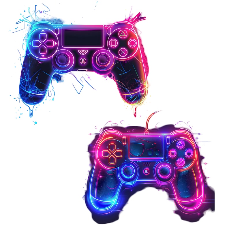 18 Game Controller Clipart, Neon Game Controller Png, Gamer Over Png ...