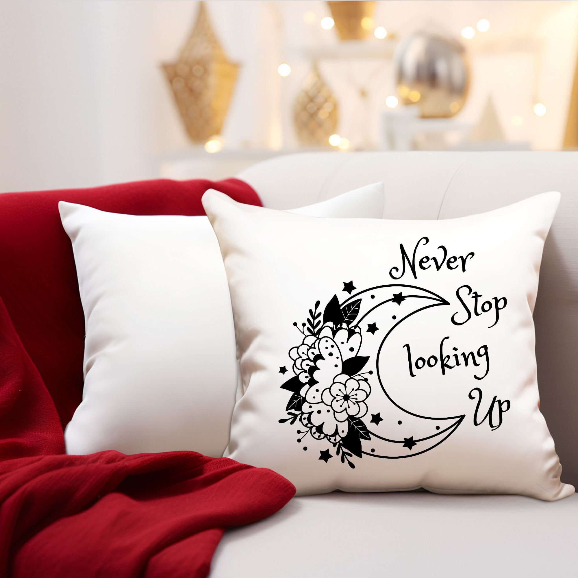 Never Stop Looking up SVG, Motivational T-shirt SVG, Floral Moon SVG ...